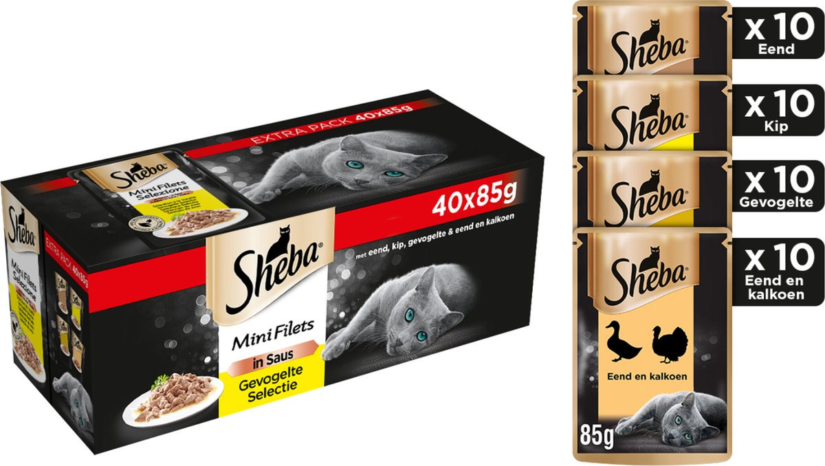 Sheba Mini Filets med fjerkræ i sauce multipack vådfoder